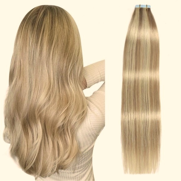 Hair | 24218 Ash Bleach Blonde 18613 Tape In Human Hair Extensions 150g ...